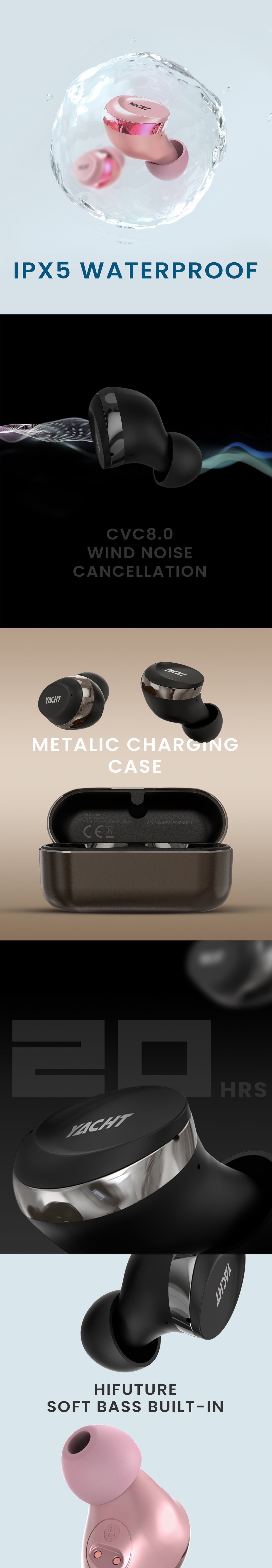 HiFuture's Wireless Earbuds Yacht with Wind Noise Cancellation and IPX5 ...